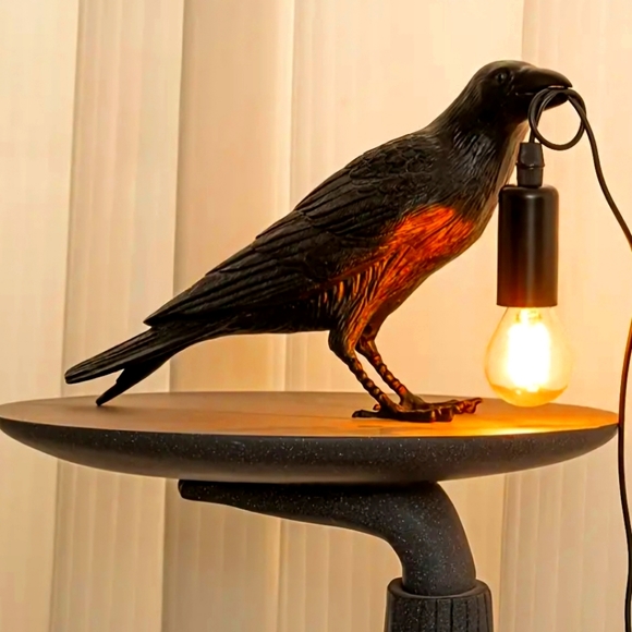 Accents | Resin Raven Lamp With Edison Style Bulb | Poshmark